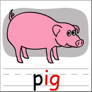Clip Art: Basic Words: -ig Phonics: Pig Color – Abcteach