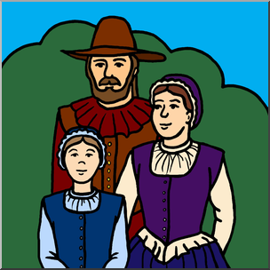 Clip Art: Pilgrim Family Color – Abcteach