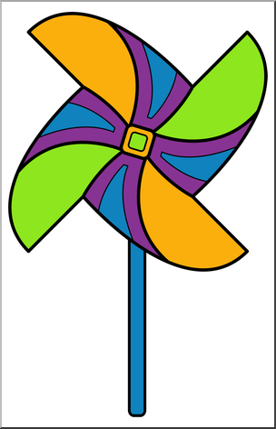 Clip Art: Pinwheel: 4 Blades 3 w/Stick Color 2 – Abcteach