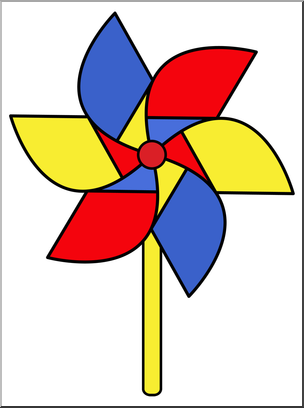 Clip Art: Pinwheel: 6 Blades 1 w/Stick Color 2 – Abcteach