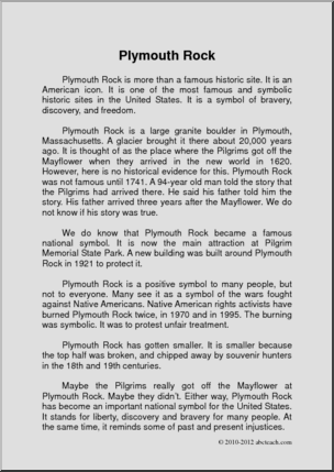Comprehension: U. S. Landmark – Plymouth Rock (elem) – Abcteach