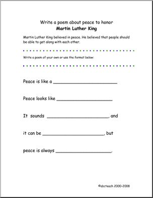 Poetry Prompt: Martin Luther King, Jr. (elem) – Abcteach