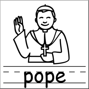 Clip Art: Basic Words: Pope B&W Labeled – Abcteach