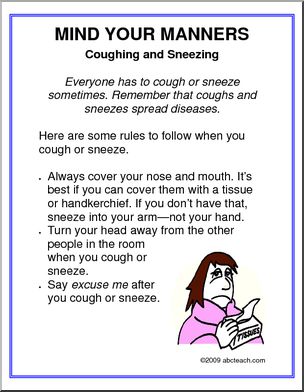 Poster: Manners – Coughing and Sneezing – Abcteach