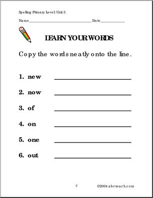 High Frequency Spelling: Primary, Unit 3 – Abcteach