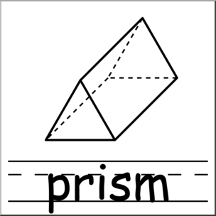 Clip Art: 3D Solids: Triangular Prism B&W 2 Labeled – Abcteach