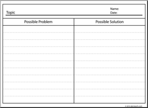 Clip Art: Problems and Solutions Chart Landscape B&W – Abcteach