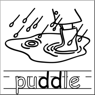 Clip Art: Basic Words: Double Consonants DD: Puddle B&W – Abcteach