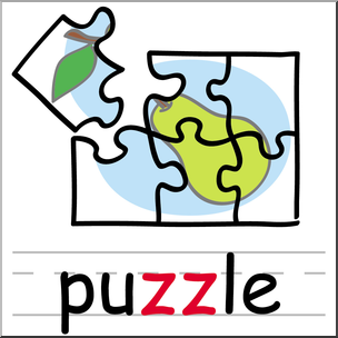 Clip Art: Basic Words: Double Consonants ZZ: Puzzle Color – Abcteach