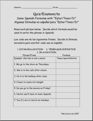 Spanish: FÃ›rmulas con varios verbos – estar/ir/tener (secundaria ...