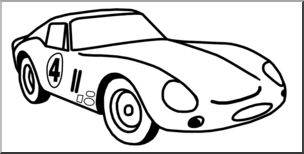 Clip Art: Racing Car 04 B&W – Abcteach