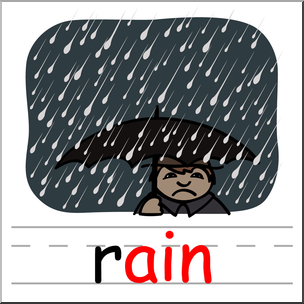 Clip Art: Basic Words: -ain Phonics: Rain Color – Abcteach