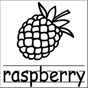 Clip Art: Basic Words: Raspberry B&W Labeled – Abcteach