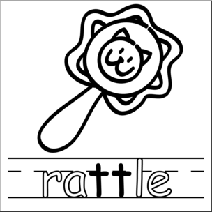 Clip Art: Basic Words: Double Consonants TT: Rattle B&W – Abcteach