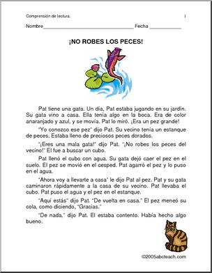 Spanish: ComprensiÃ›n de texto – El gato de Pat – Abcteach