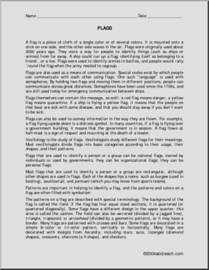 Comprehension: Flags (upper elem/middle) – Abcteach