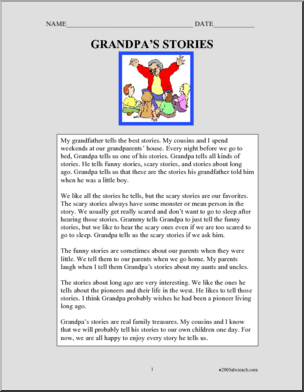 Fiction: Grandpa’s Stories (elementary) – Abcteach