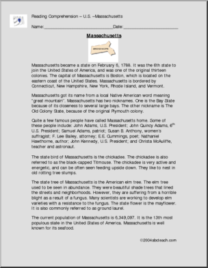 Comprehension: State – Massachusetts (elementary) – Abcteach