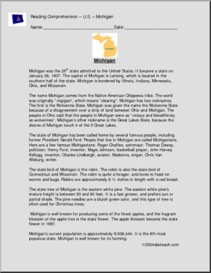 Comprehension: State – Michigan (elementary) – Abcteach