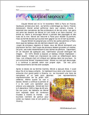 French: Claude Monet – Abcteach