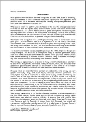 Comprehension: Wind Energy (middle/high school) – Abcteach
