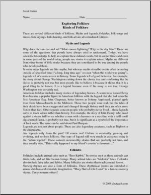 Comprehension: Exploring Folklore (middle school) – Abcteach