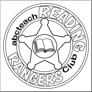 Clip Art: Reading Rangers Club Logo 2 B&W – Abcteach