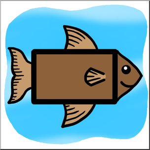 Clip Art: Basic Shapes: FIsh: Rectanglefish Color – Abcteach