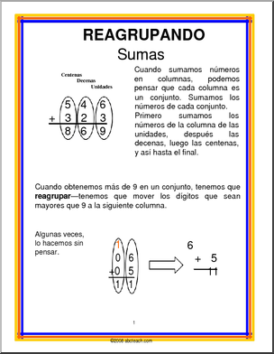 Spanish: MatemÂ·ticas – Reagrupando: suma (elementaria) – Abcteach