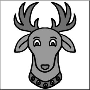 Clip Art: Christmas Portraits: Cool Reindeer (coloring page) – Abcteach