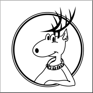 Clip Art: Christmas Portraits: Reindeer B&W – Abcteach