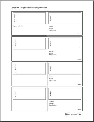 Research Cards: General (with questions) – Abcteach