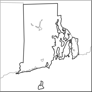 Clip Art: US State Maps: Rhode Island B&W – Abcteach