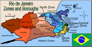 Clip Art: Rio Zones & Boroughs Map – Labeled (Color) – Abcteach