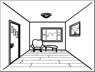 Clip Art: Basic Words: Room B&W Unlabeled – Abcteach
