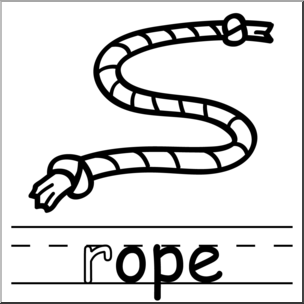 Clip Art: Basic Words: -ope Phonics: Rope B&W – Abcteach