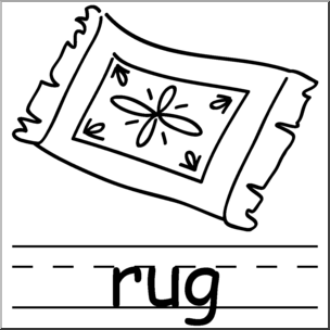 Clip Art: Basic Words: Rug B&W Labeled – Abcteach
