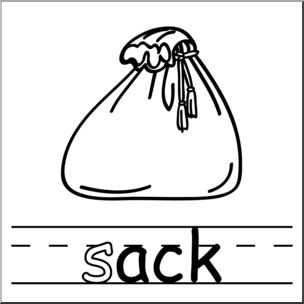 Clip Art: Basic Words: -ack Phonics: Sack B&W – Abcteach