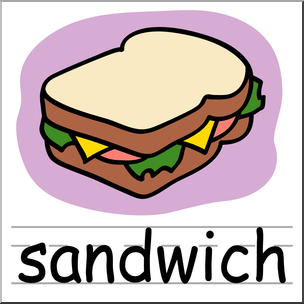 Clip Art: Basic Words: Sandwich Color Labeled – Abcteach