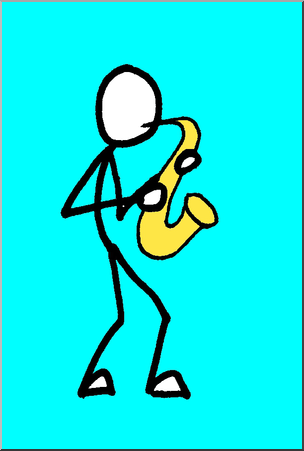 Clip Art: Stick Guy Saxophone Player Color – Abcteach