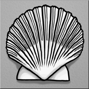 Clip Art: Seashells: Scallop Shell Grayscale – Abcteach