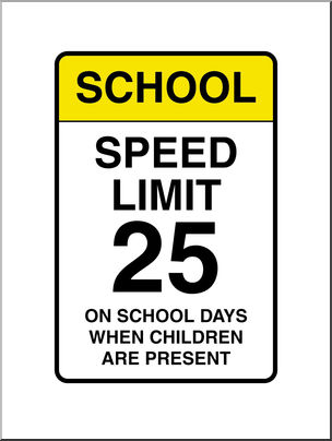 Clip Art: Signs: School Speed Limit Color – Abcteach