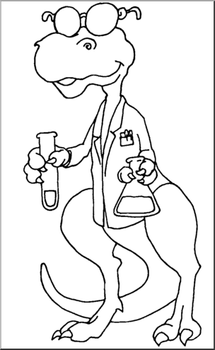 Clip Art: Scienceaurus (coloring page) – Abcteach