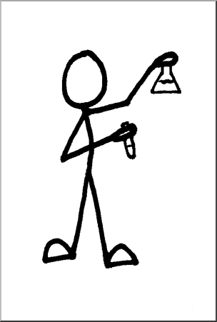 Clip Art: Stick Guy Scientist B&W – Abcteach