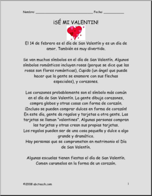 Spanish: Dia de San Valentin – ComprensiÃ›n de lectura (elementaria ...