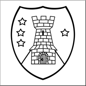 Clip Art: Heraldry: Tower Coat of Arms B&W – Abcteach