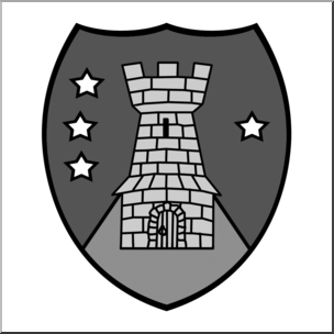Clip Art: Heraldry: Tower Coat of Arms Grayscale – Abcteach