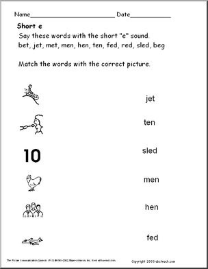 Short “e” (primary skills) – Abcteach