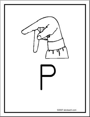 Poster: ASL Letter P – Abcteach