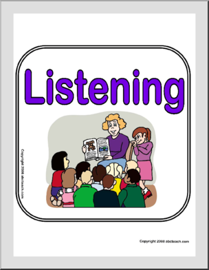 Center Sign: Listening – Abcteach